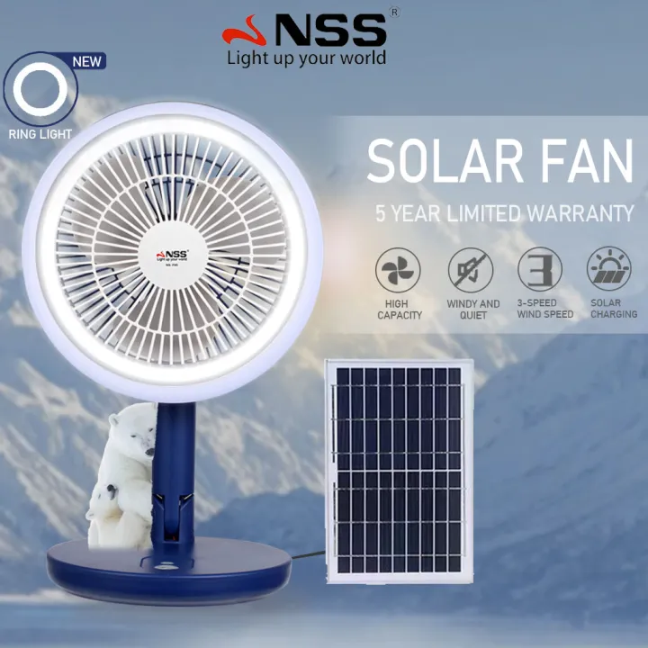 8inch USB Solar Rechargeable Dormitory Student Portable Desk Fan With ...