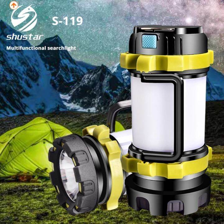 Senter LED Portable Flashlight 6 Modes Power Bank 40W Lampu dan Senter ...