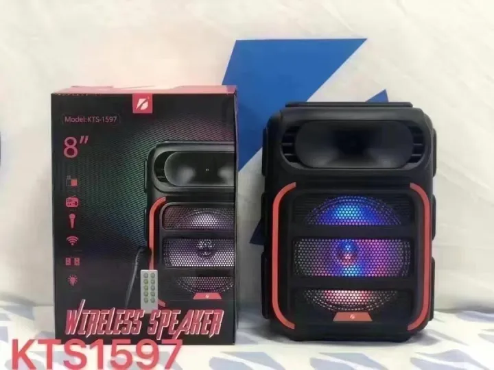 ลำโพงเบสหนัก ดอก8นิ้ว รุ่น KTS-1597 ปรับไมค์ ปรับเบสได้ แถมไมค์ สายชาร์จ รีโมท มีแบตในตัว ...