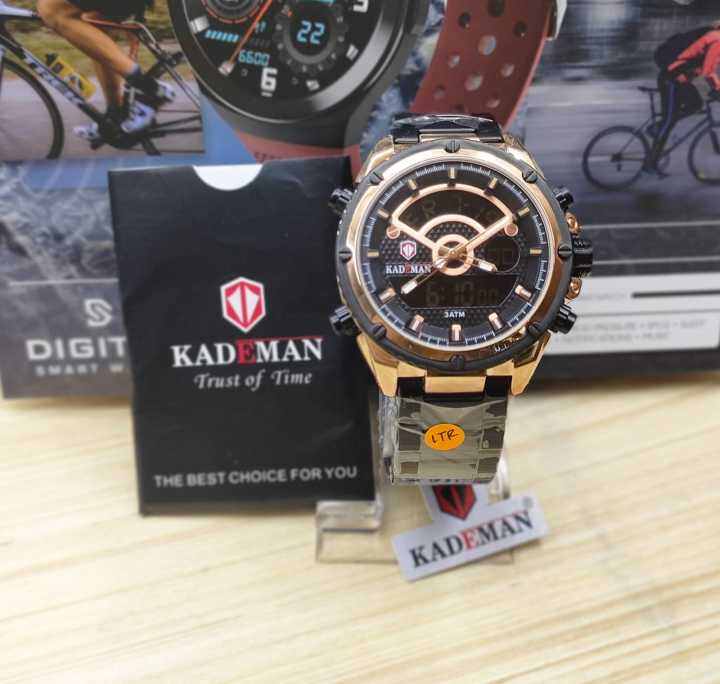 Jam Tangan Pria Sport Kademan Dualtime Rantai Stainless Steel Original ...
