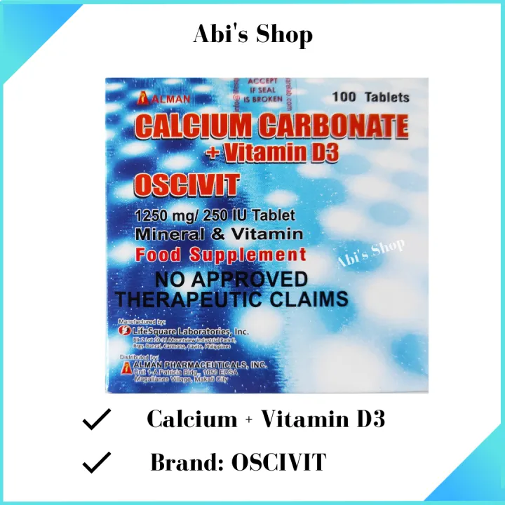 OSCIVIT Calcium + Vitamin D3 1,250mg/250IU 100 Tablets Expiry : August ...