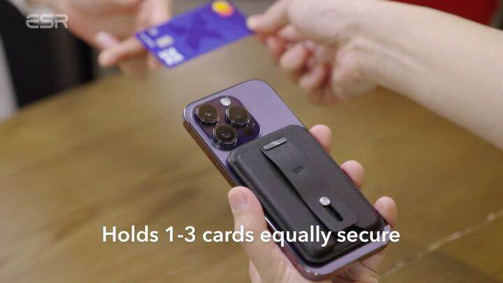 ESR HaloLock Magnetic Vegan Leather Wallet with MagSafe Compatible and Finger-loop Grip - 2K612 ...