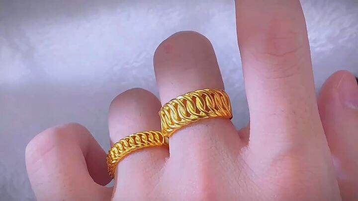 (1 Pair) Saudi Gold 18k Pawnable Legit Pure Gold Ring for Women and Men ...