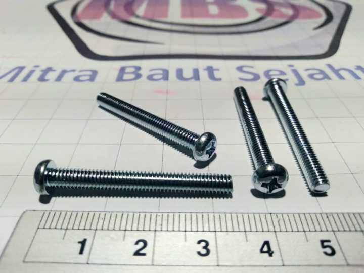 10 Pcs Baut jp M4 x 35 Galvanis / Sekrup / Skrup jp m4 x 35 Panjang 3,5 ...