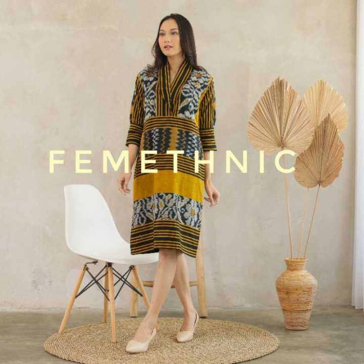 Nabila Dress Etnik Tenun Ikat Tangan Original Troso Jepara KUALITAS PREMIUM TEBAL PADAT TIDAK ...