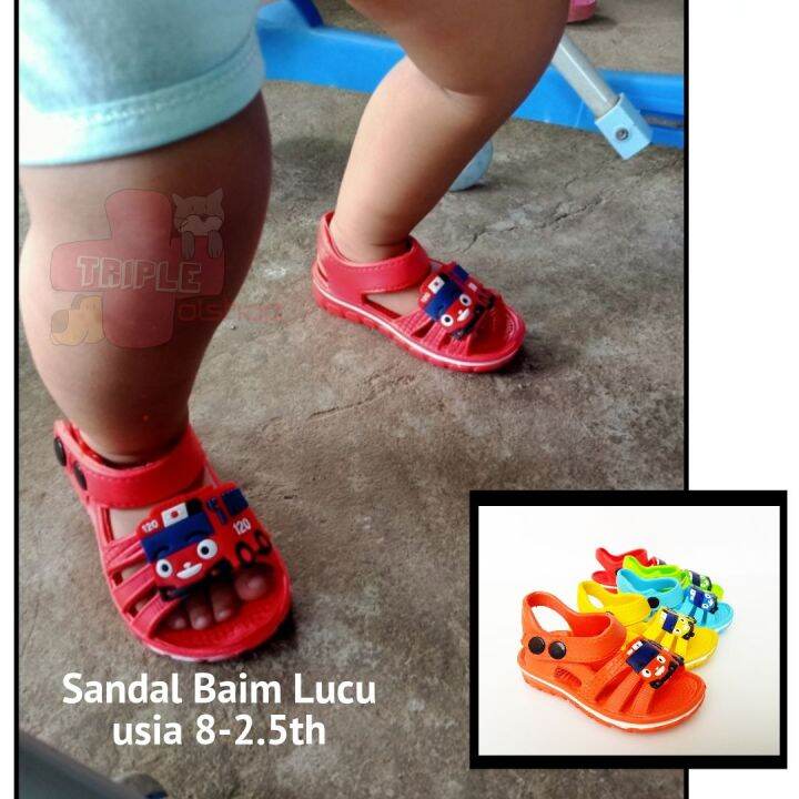 Sendal anak baim teyo lucu real pict usia anak 7 -3 tahun | Lazada ...