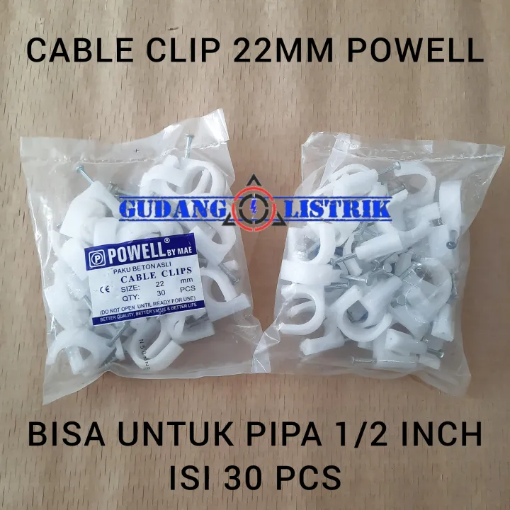 Klem Cekak Clip Kabel Sadel Paku Beton No 22 Powell Klip Pipa 1/2 Inch ...
