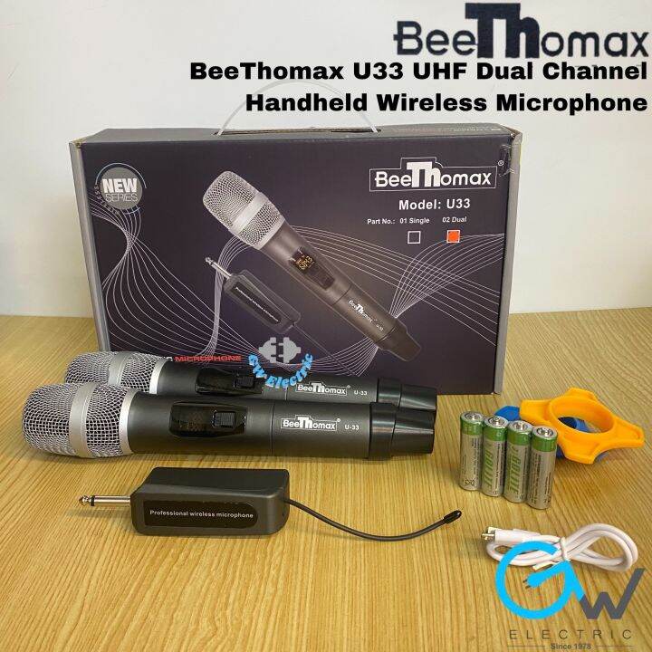 BeeThomax U33 UHF Wireless Dual Channel Handheld 2 Handheld Microphone ...