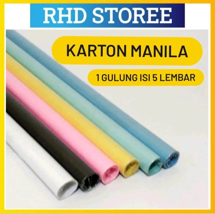 5 Lembar Kertas Karton Manila Warna Warni / Kertas Karton Manila ...