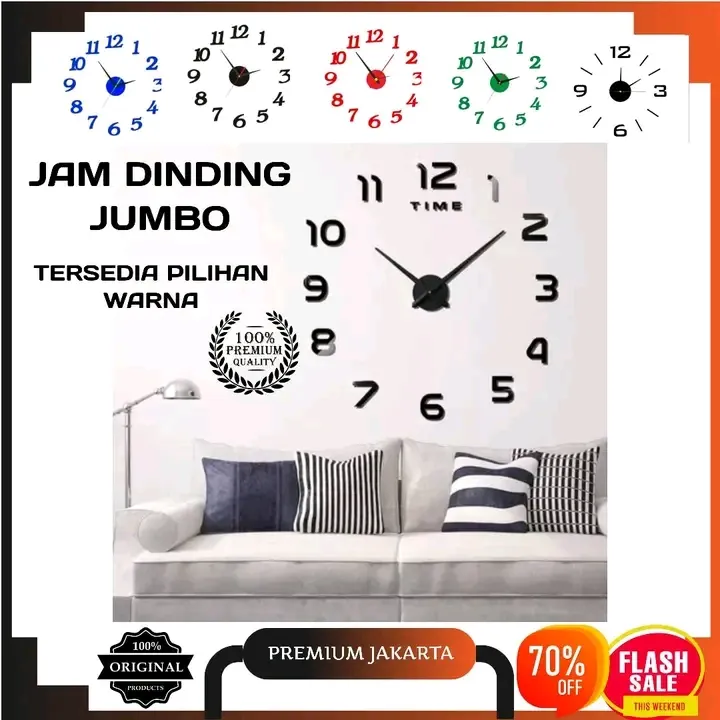 Jam Tempel Dinding Analog / Jam DIY Angka Aesthetic Jumbo 3D | Lazada ...