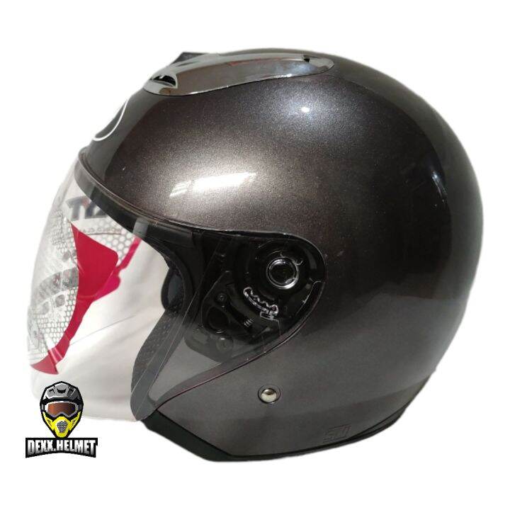Helm KYT JET Gunmet Metalic / Abu Glossy Original Half Face | Lazada ...
