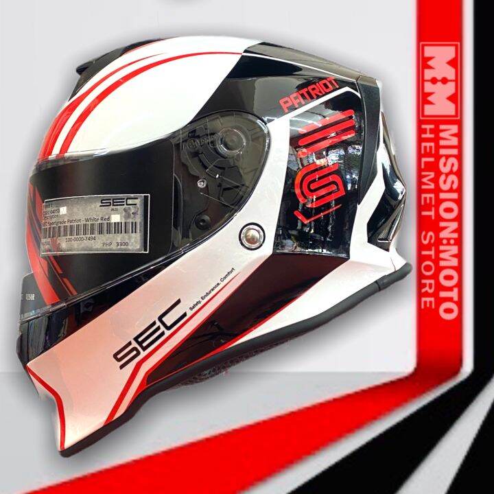 SEC Helmet - SPORTGRADE PATRIOT White Red / Full Face Single Visor ...