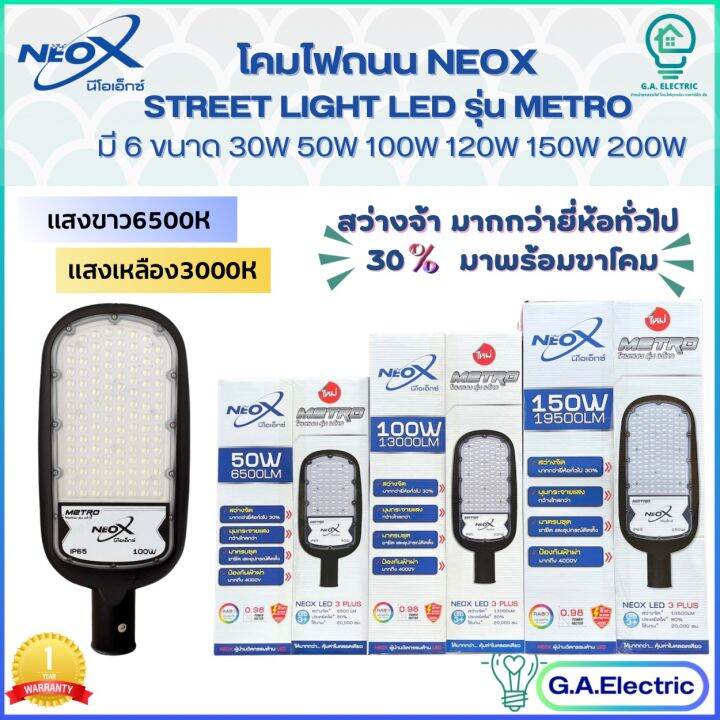NEOX โคมไฟถนน LED โคมถนน มี 6 ขนาด 30W/ 50W/100W/ 120W /150W/ 200W รุ่น METRO NEOX คุ้มค่าในหลอด ...