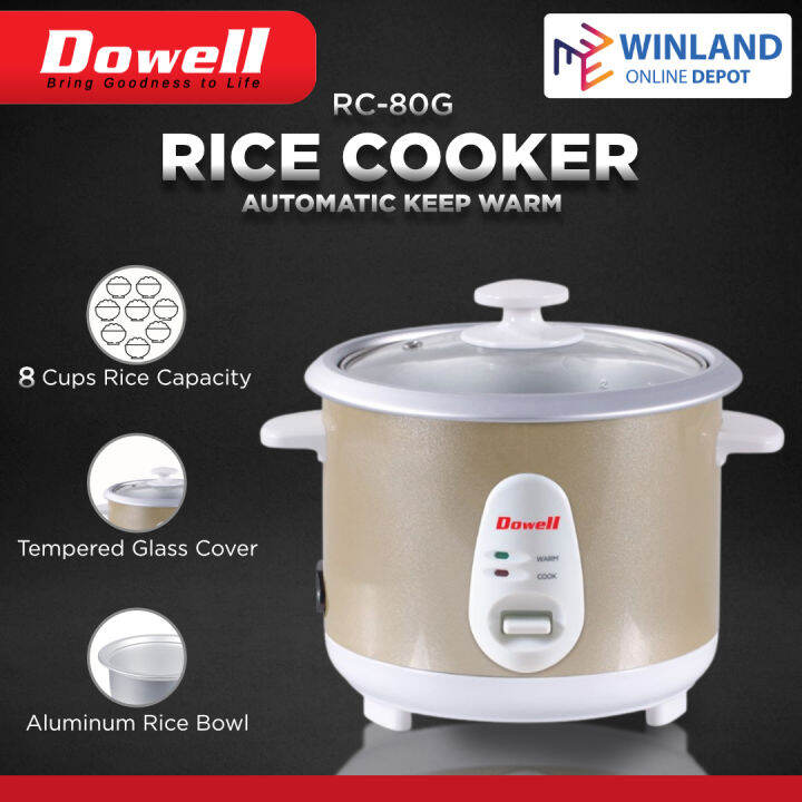 DOWELL by Winland 8 cups Rice Cooker with Aluminum Rice Bowl RC-80G ...
