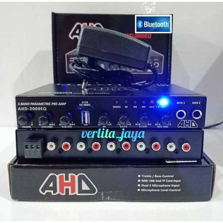 Parametrik preamp AHD -2000EQ digital equalizer karaoke bluetooth TF ...