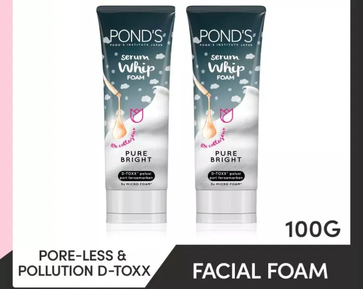 Pons Whip Facial Foam Sabun Cuci Muka Pure Bright With 100X Collagen ...