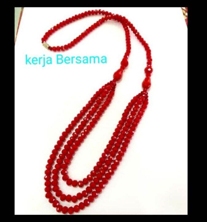 kalung batu kristal warna merah marjan | Lazada Indonesia