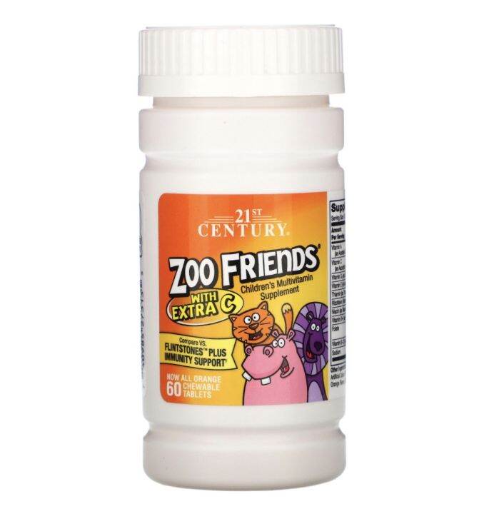 Zoo Friends multivitamins with extra C, Orange 60 chewable tablets ...