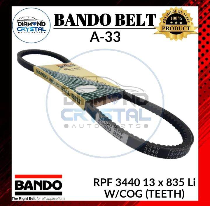 BANDO FAN BELT A-33 RPF 3440 13 X 835 Li W/COG (TEETH) "BANDO ORIGINAL JAPAN" | Lazada PH