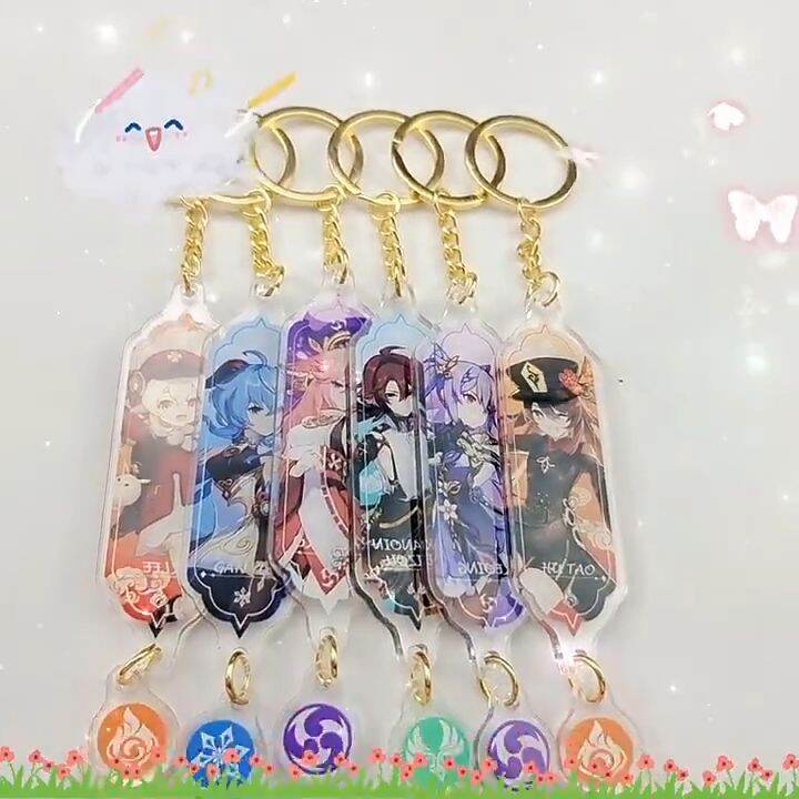 Genshin Impact Acrylic Keychains Anime Animation Double Sided Keychain ...