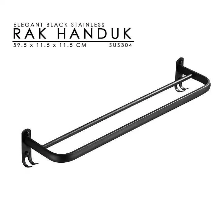 Rak handuk hitam stainless 304 2 baris / Rak handuk stainless hitam 2 ...