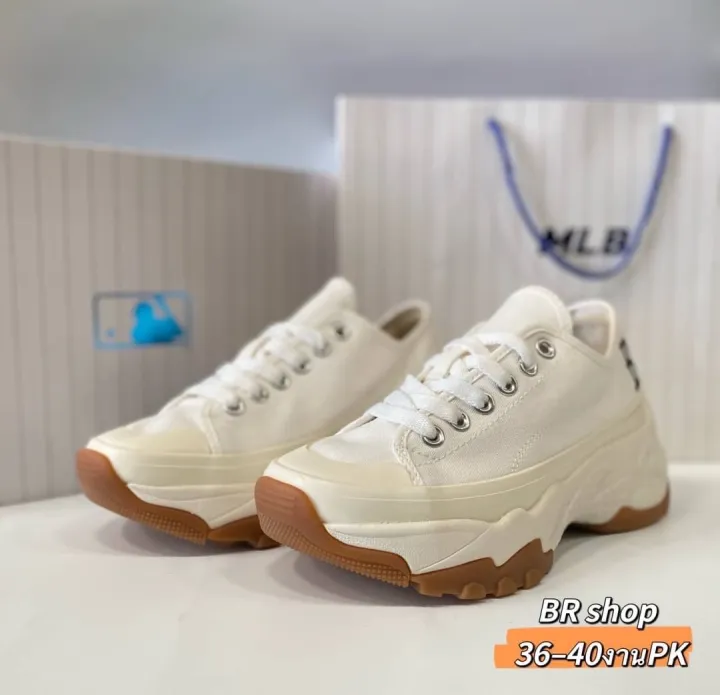 NEW MLB Shoes 2022 รองเท้าผ้าใบผู้หญิงMLB มาพร้อมสีขาวตัดกับน้ำตาล เป็น ...