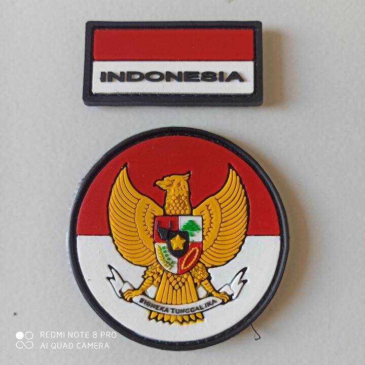 PATCH RUBER SATU SET GARUDA BULAT MERAH PUTIH+BENDERA MERAH PUTIH KECIL ...
