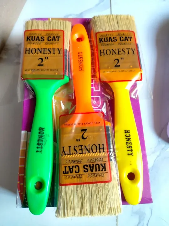 kuas cat gagang PVC 2 inchi 1 lusin koas cet gagang fiber 2 in 1box ...