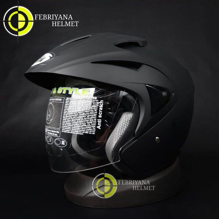 HELM HIU ARROW SOLID BLACK DOF | Lazada Indonesia