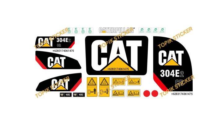 Stiker Mini Excavator CATERPILLAR CAT 304E2 CR , Stiker Alat Berat ...