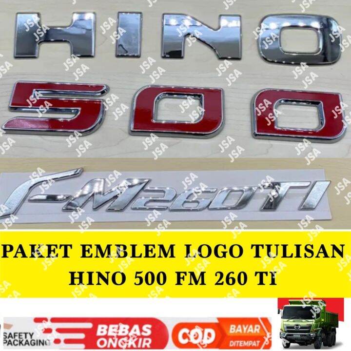 Emblem Logo Tulisan Hino 500 FM 260 TI FG 235 TI Chrome Mobil Universal ...
