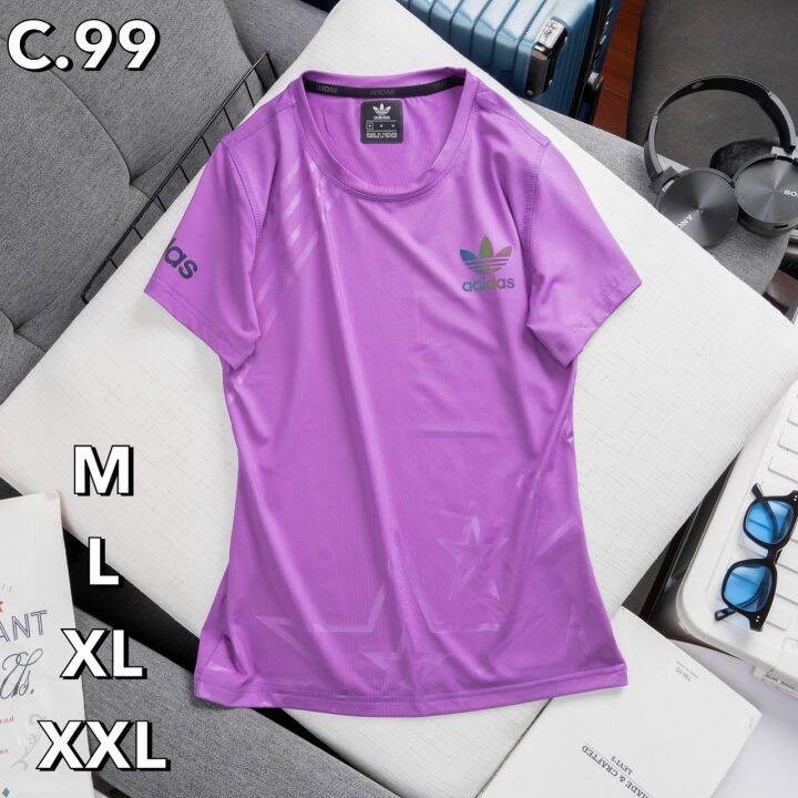 เสือยืดผู้หญิง แขนสั้น คอกลม ใส่ออกกำลังกาย TD09 | Lazada.co.th