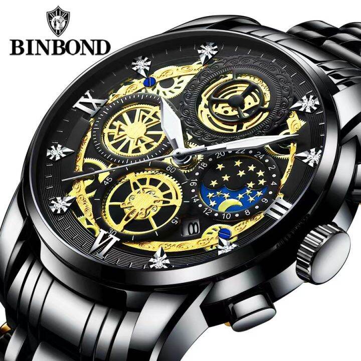 BINBOND original automatic hollow calendar men's watch non-mechanical ...