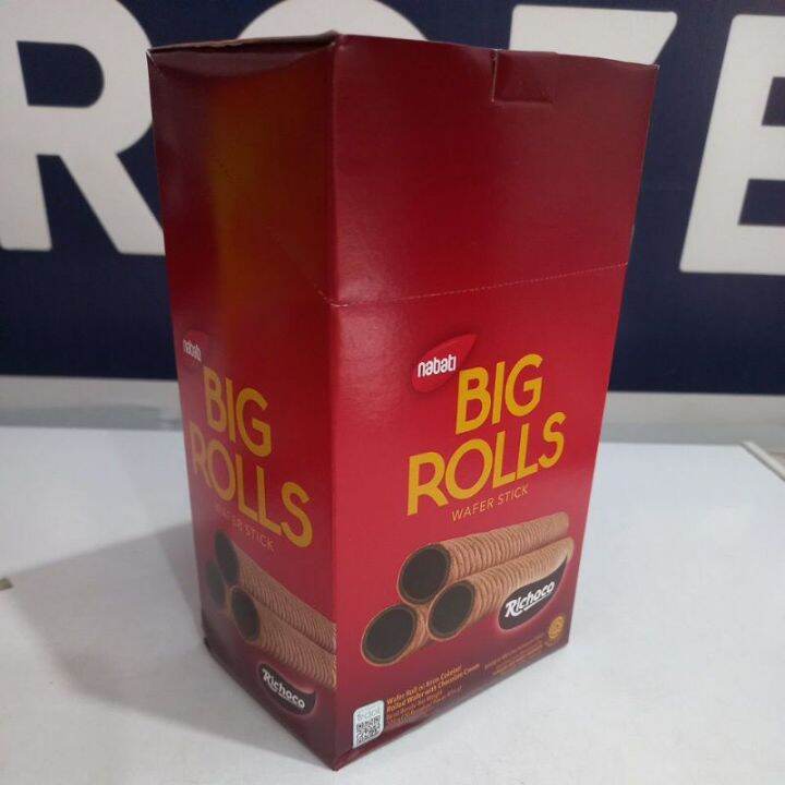 nabati big rolls wafer stick richoco 1 box isi 20pcs - wafer roll isi krim cokelat - jajan enak ...