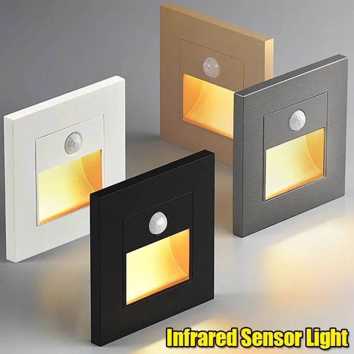 LED Night Lamp Sensor Intelligent Wall Light Recessed Control+PIR ...