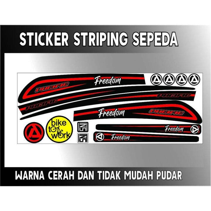 OKING STICKER / STIKER SEPEDA LIPAT PACIFIC WARNA MERAH HIJAU GLOSSY ...