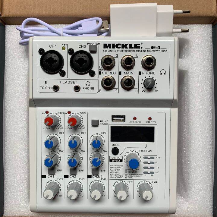 Mixer Karaoke Livestream Thu Âm MICKLE-E4 Mới Nhất Tích hợp 88 hiệu ứng ...