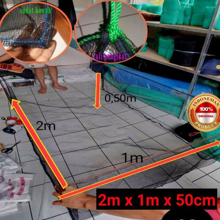 JARING KERAMBA TANJARAN IKAN UKURAN 2m x 1m x 50cm bahan RK HITAM SIAP ...