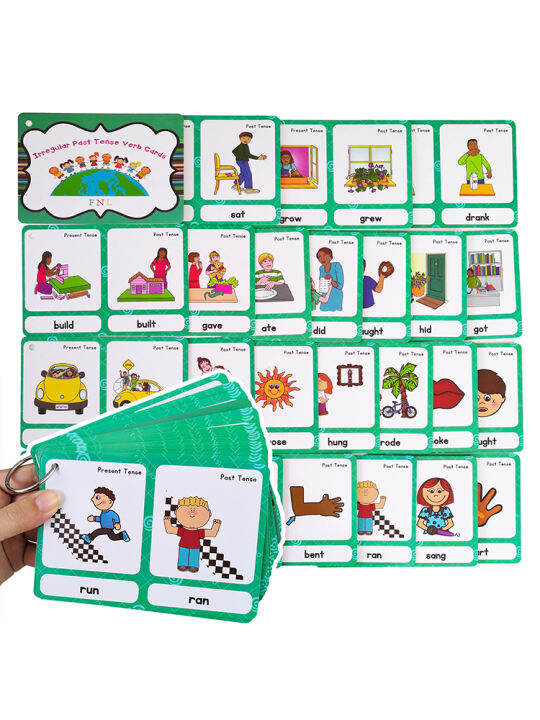 Irregular Verbs Educational Flashcards Set Flashcard Learn English Word ...