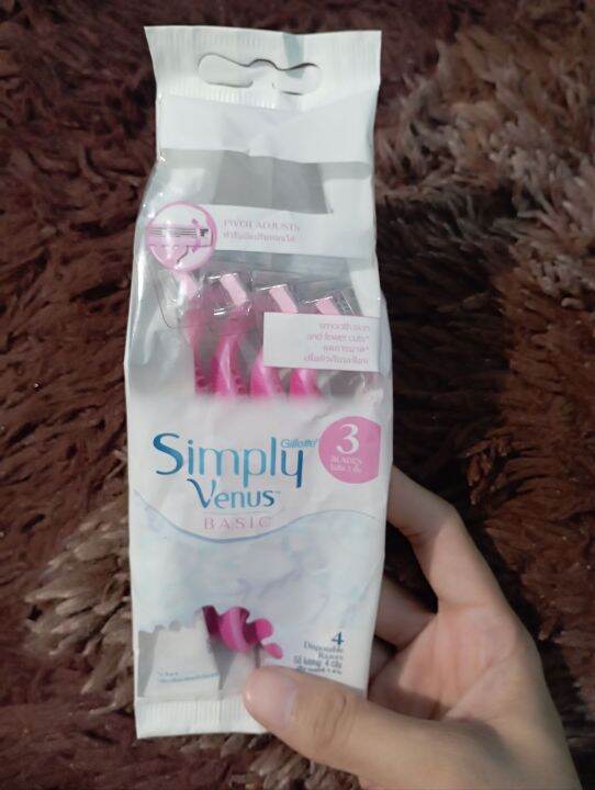 Simply Venus Basic Gillette Pink For Her 4 Disposal Razor / 2 Blades ...