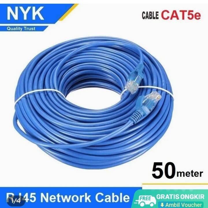 NYK Kabel LAN UTP Cat 5e RJ45 cable lan 50 Meter SIAP PAKAI cat 5 kabel 50m 50 m | Lazada Indonesia