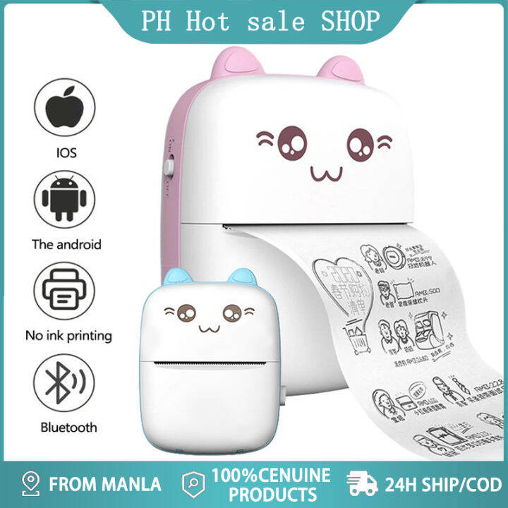 Portable Thermal Printer Mini Photo Receipt Sticker Label Printer ...