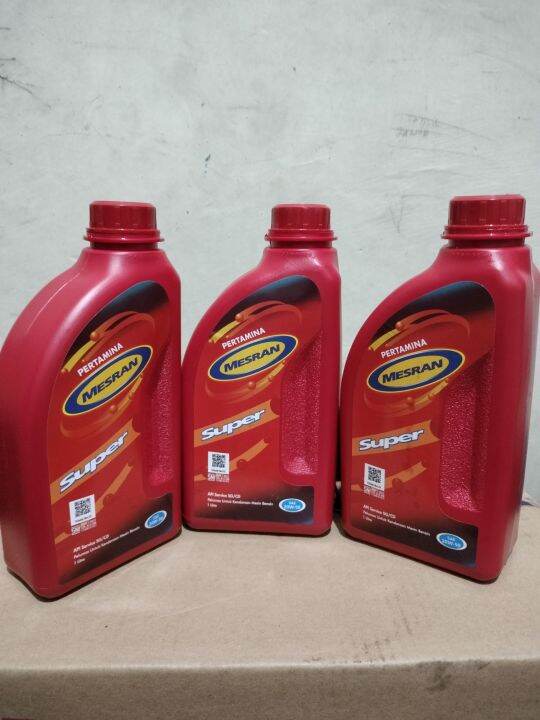 PAKET ISI 3 PCS OLI MESRAN SUPER 1 literl. 20w-50. MESRAN SUPER 1 LTR ...