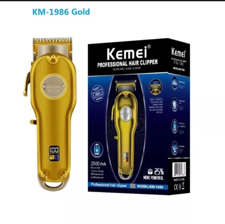 Kemie KM-1986 2500mA Professional Electric All Metal Hair Clipper LCD Digital Cordless Hair ...
