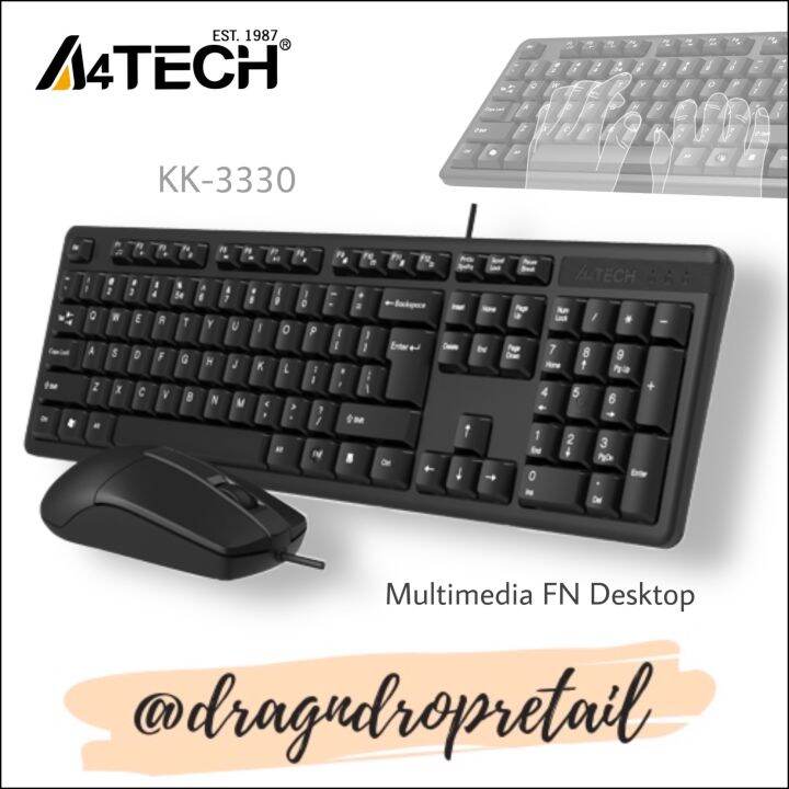 A4TECH KK-3330 Multimedia Smartkey FN Desktop Keyboard & Mouse Combo - KK-3 + OP-330 | Lazada PH
