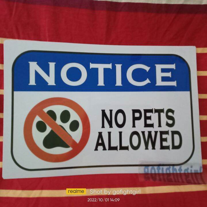 Notice No Pets Allowed Signage A4 Size PVC (Hard Plastic) | Lazada PH