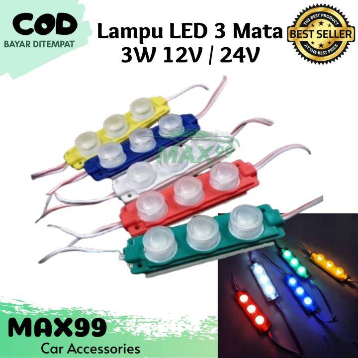 Lampu LED 3 Mata 3W 12V / 24V Led Lampu Kolong Mobil Truk Truck 3 Mata ...