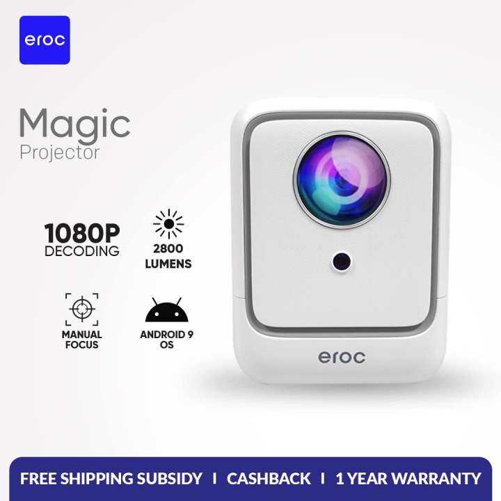 Eroc MAGIC PRO Mini Projector Full HD Decoding 2800 Lumens Android IOS ...