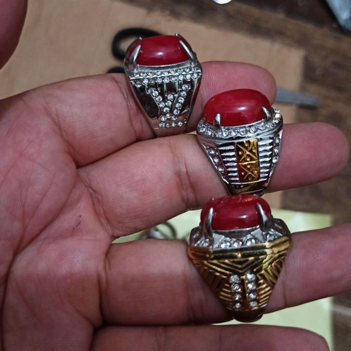 (CA 72) Cincin Akik Batu Giok Merah (Dyed) Titanium Kuku Joss | Lazada ...