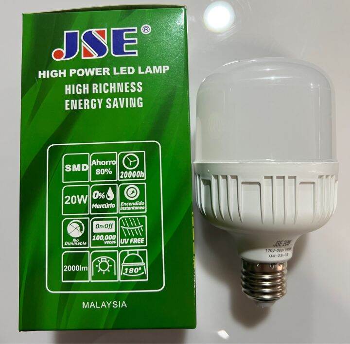 E27 HIGH POWER LED LAMP BULB 20W - 6500K DAYLIGHT * JSE * T80 | Lazada